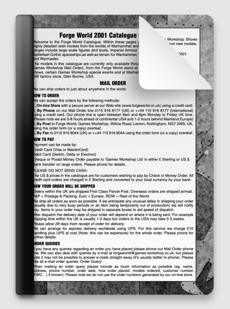 2001 - Forge World Catalogue - Free PDF Download - Build Instructions