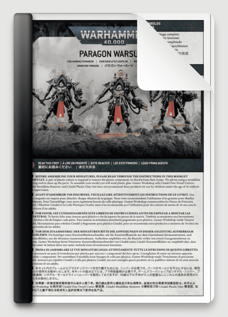 Paragon Warsuits Instructions Free Download - Build Instructions
