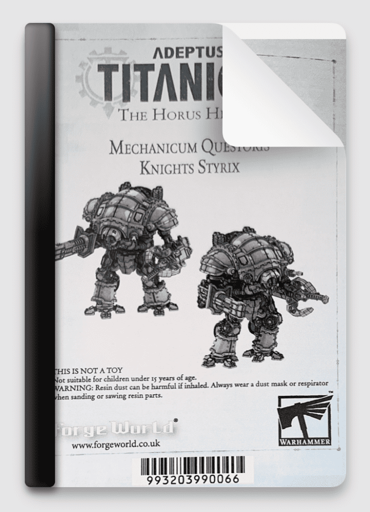 Adeptus Titanicus Mechanicum Questoris Knights Styrix Instructions Free ...