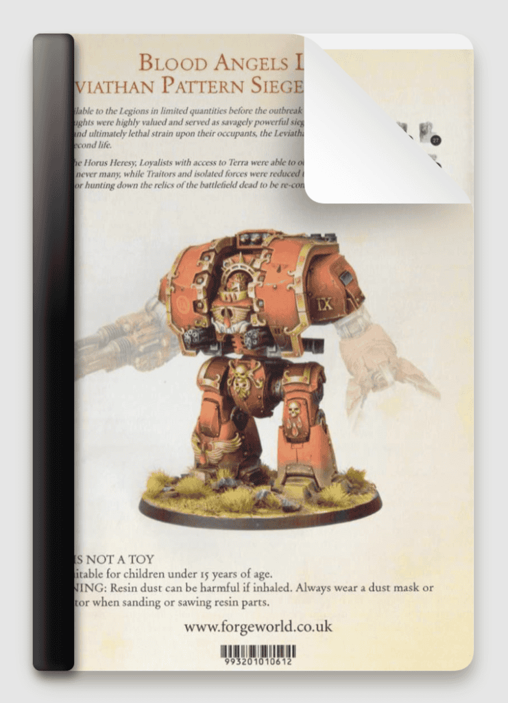 Blood Angels Legion Leviathan Pattern Siege Dreadnought Instructions ...