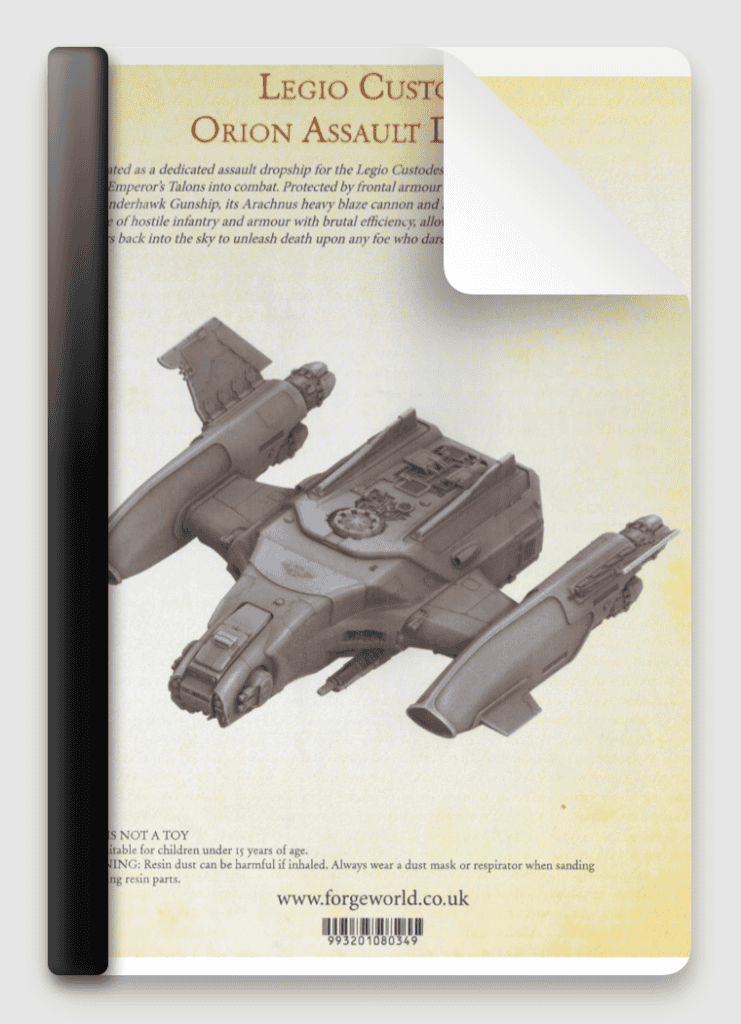 Legio Custodes Orion Assault Dropship Instructions Free Download ...