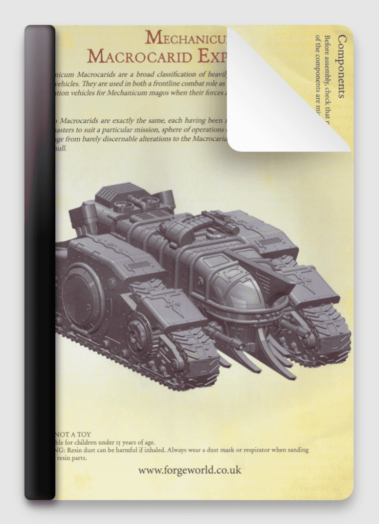 Forge World Mechanicum Macrocarid Explorator Instructions Free Download ...
