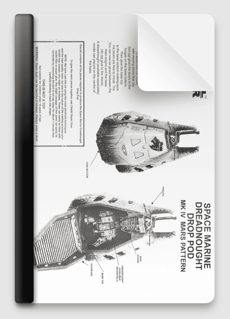 Imperial Armour Space Marine Dreadnought Drop Pod MKIV Mars Pattern ...