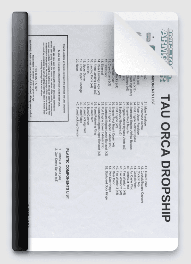 Imperial Armour Tau Orca Dropship Instructions Free Download - Build ...