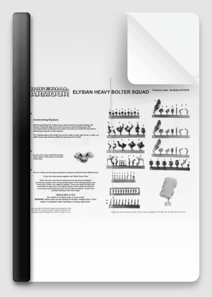 Imperial Guard Elysian Heavy Bolter Squad Instructions Free Download ...