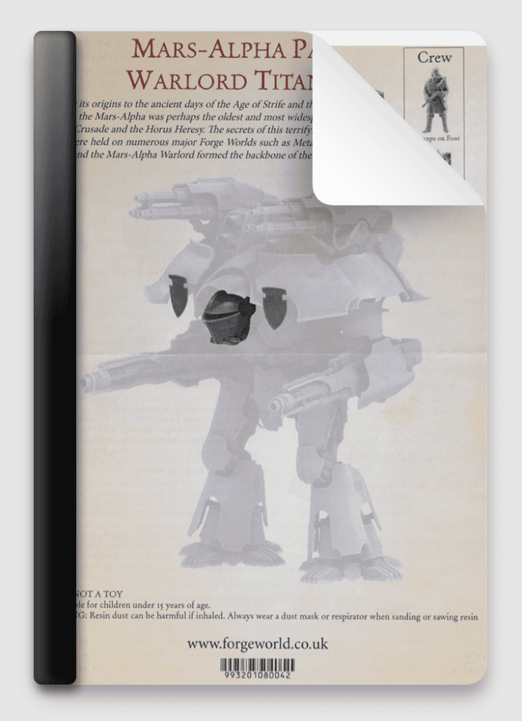 Forge World Mars-Alpha Pattern Warlord Titan Head Instructions Free ...