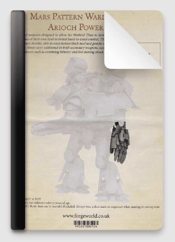 Forge World Mars Pattern Warlord Titan Arioch Power Claw Instructions ...