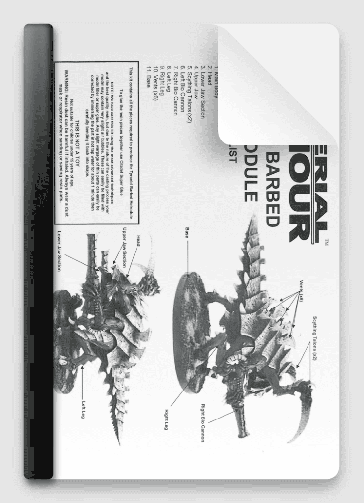 Tyranid Barbed Hierodule Instructions Free Download - Build Instructions